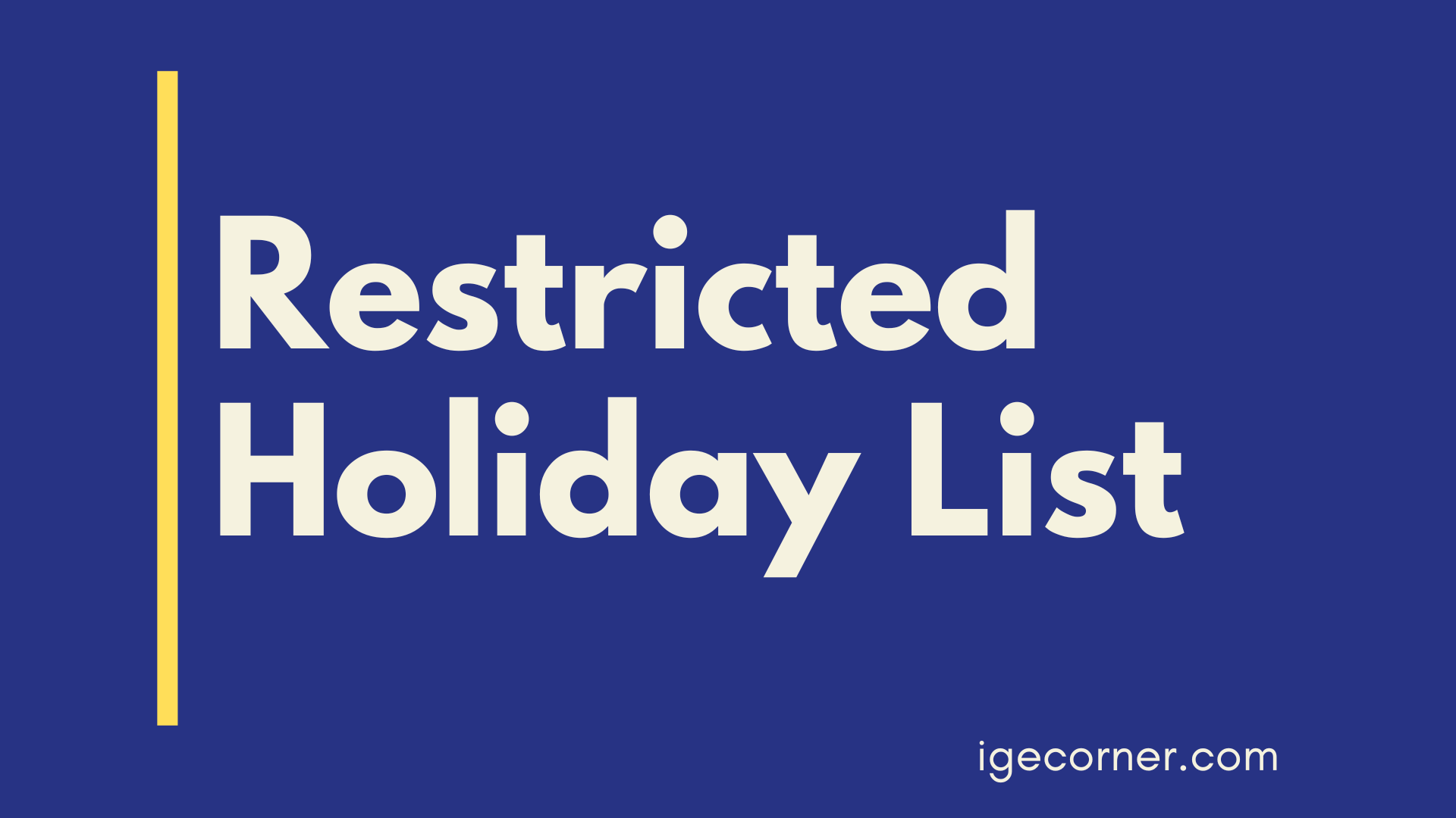 Restricted Holiday List 2026 for Central Government Employees - Central ...